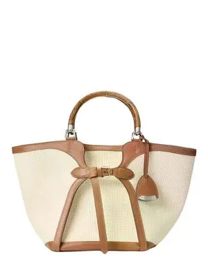 Ralph Lauren Wooden Leather-trimmed Tote - Neutrals