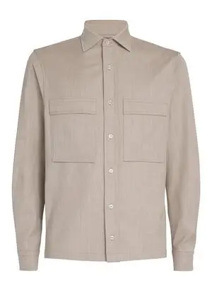 Paul & Shark Wool-silk-linen-blend Overshirt - Beige