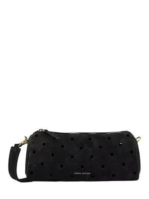 Manu Atelier Mini Cylinder Perforated Shoulder Bag - Black