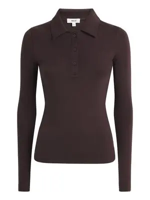 AGOLDE Knitted Amos Polo Top - Brown