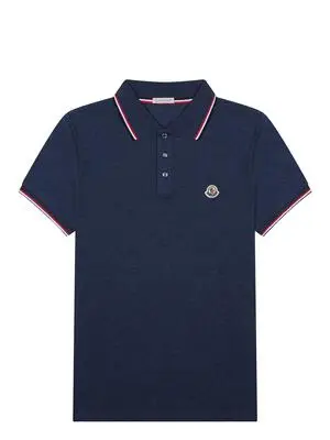 Moncler Polo With Logo Patch - Blue