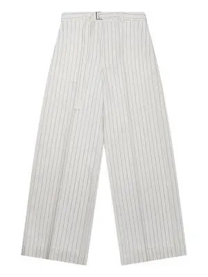 Sacai Pinstripe Wide-leg Trousers - White