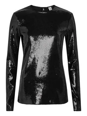 TOTEME Round-neck Sequin Top - Black