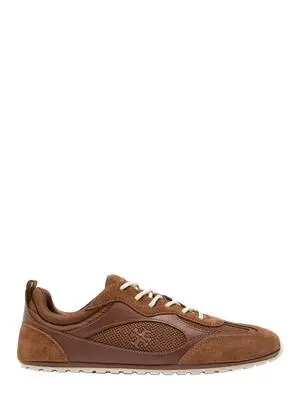 Tory Burch Panelled Suede Sneakers Tan