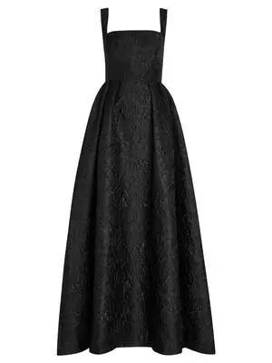 Rebecca Vallance Esther Floral-jacquard Cloqué Gown - Black