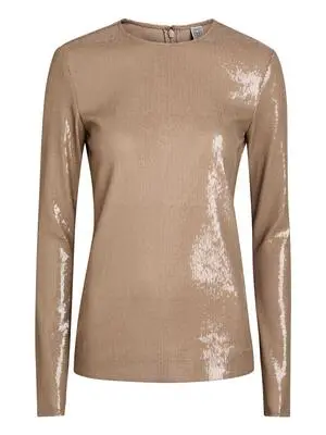 TOTEME Sequin Round-neck Top - Beige