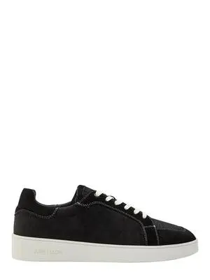 JUDE LLOW Panelled Suede And Corduroy Sneakers - Black