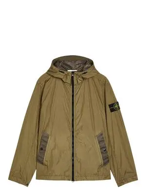 Stone Island Hooded Crinkled Shell Jacket - Green