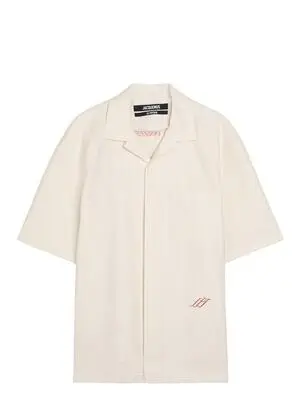 Jacquemus La Chemise Romarin Logo-embroidered Cotton-blend Shirt - Off White