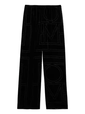 TOTEME Monogram Devore Velvet Pyjama Trousers - Black