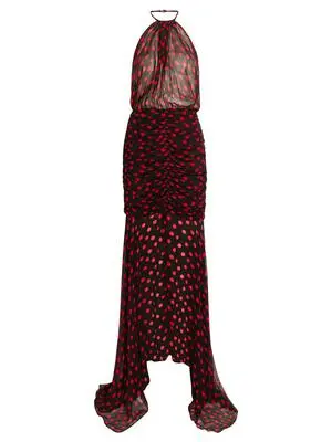 Ronny Kobo Lovisa Polka-dot Chiffon Midi Dress - Black Red
