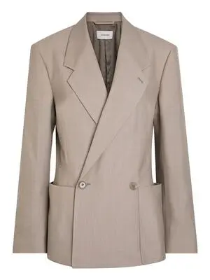 LEMAIRE Double-breasted Woven Blazer - Taupe