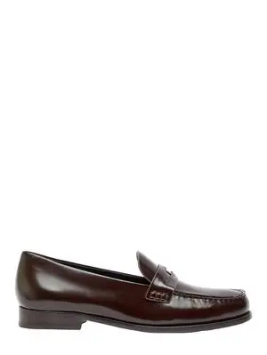 Tory Burch Glossed Leather Loafers - Brown