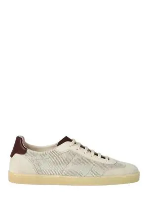 Brunello Cucinelli Knitted Lace-up Sneakers With Suede And Calfskin Accents - Blue