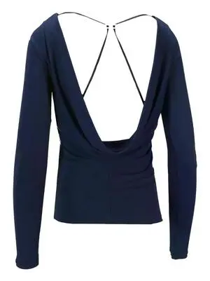 Elisabetta Franchi Gathered-detail Long-sleeved Blouse - Blue