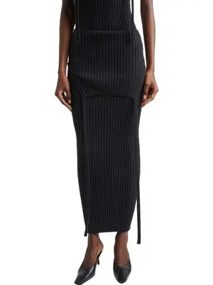 AISLING CAMPS Flipped Ribbed Merino Wool-blend Skirt - Charcoal Melange
