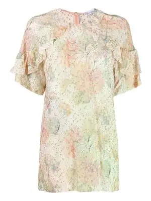 Red Valentino Metallic Embroidered Floral Blouse - Neutrals