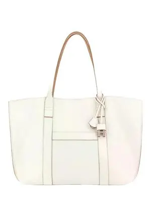 Hogan Initial Charm Grained Tote Neutrals