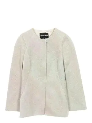Giorgio Armani 2010s Zip-up Collarless Jacket - Neutrals