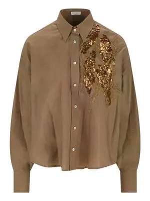 Brunello Cucinelli Sequin-embellished Shirt - Neutrals