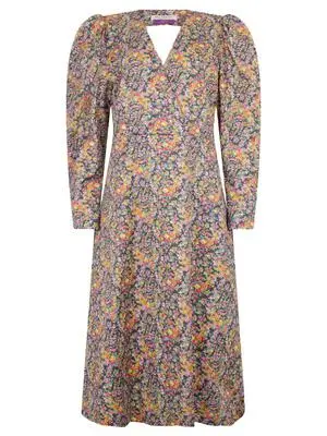Philosophy Di Lorenzo Serafini Puffed-sleeve Floral-print Dress - Black