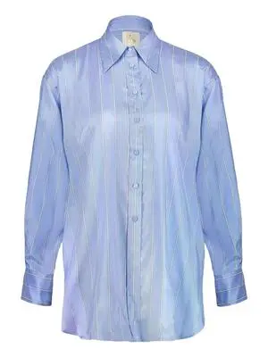 PAULA Striped Button-up Shirt - Blue