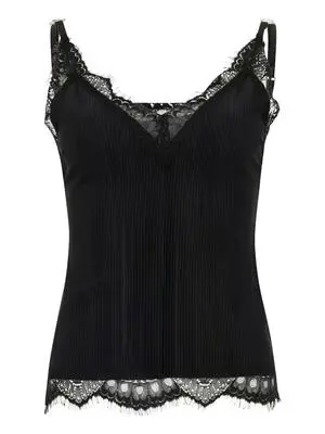 Philipp Plein Lace Ribbing Tank Top - Black