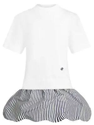 Patou Striped-hem Mini Dress - White