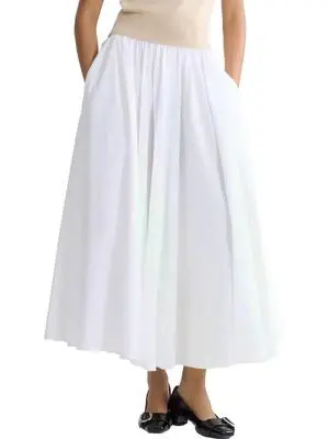 Patou A-line Maxi Skirt With Elasticated Waist - White