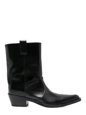 Khaite Pointed Toe Western Boots - Black