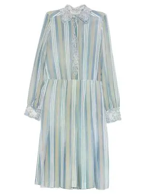 Ermanno Scervino Striped Lace-trimmed Dress - Blue