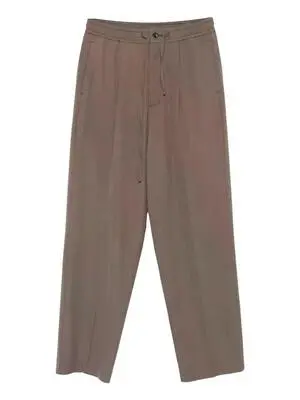 Attachment Drawstring Pleated Trousers - Brown