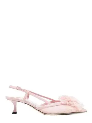 JIMMY CHOO Mimmi Floral-appliqué Lace Slingback Pumps - Pink