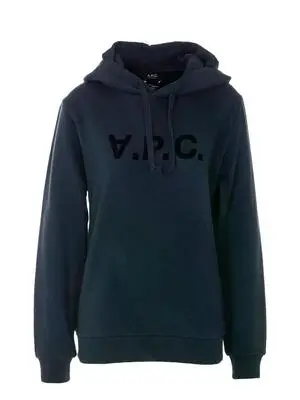A.p.c. Velvet Logo Hoodie - Blue