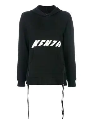 Kenzo Logo Print Hooded Sweatshirt - Black