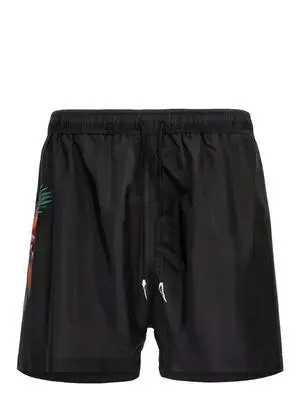 Roberto Cavalli Parrot-print Swim Shorts - Black