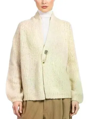 Frenckenberger Hand-knit Cardigan With Safety Pin Closure - Neutrals