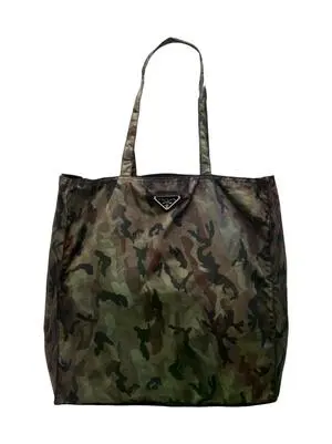 Prada Tessuto Camouflage Tote Bag - Brown