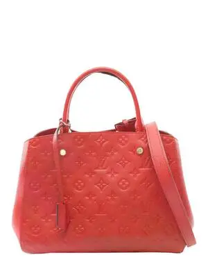 LOUIS VUITTON 2015 Monogram Empreinte Montaigne Mm Satchel - Red