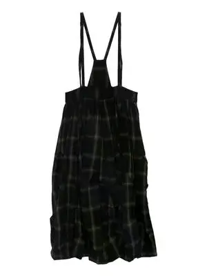 Yohji Yamamoto Plaid Button Detailed Skirt - Black