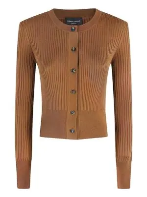 ROBERTO COLLINA Ribbed Button Cardigan - Brown