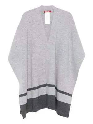 Max Mara Stripe Detail V-neck Cape - Grey