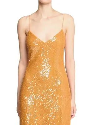Halston Glora Sleeveless Sequin A-line Gown - Medallion