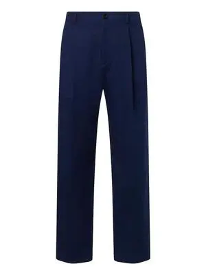 Valentino Garavani Cotton Gabardine Straight Trousers - Blue