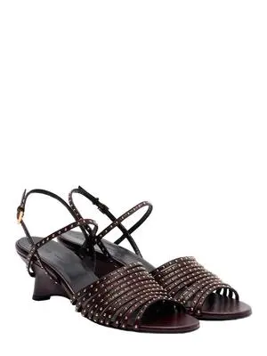 Khaite Drew 35 Studded Wedge Sandals - Burgundy