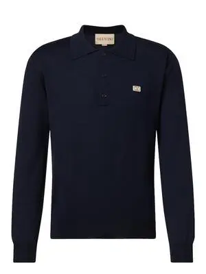 Valentino Garavani Vlogo Virgin Wool Polo Sweater - Blue