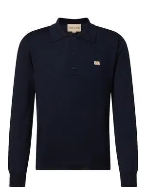 Valentino Garavani Vlogo Virgin Wool Polo Sweater - Blue