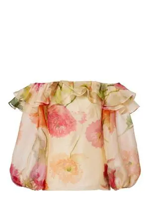 Carolina Herrera Floral Off-shoulder Silk Organza Top - Multicoloured