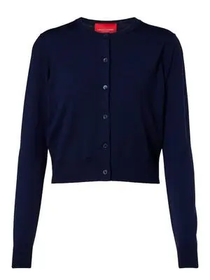 Carolina Herrera Cropped Wool Cardigan - Blue