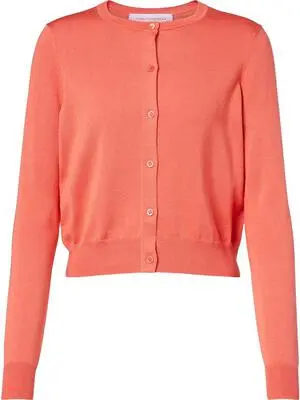 Carolina Herrera Cropped Silk And Cotton Cardigan - Pink